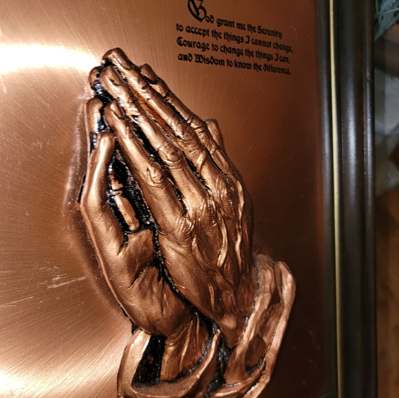 Art | Vintage Copper Praying Hands Wall Art Framed Serenity Prayer ...